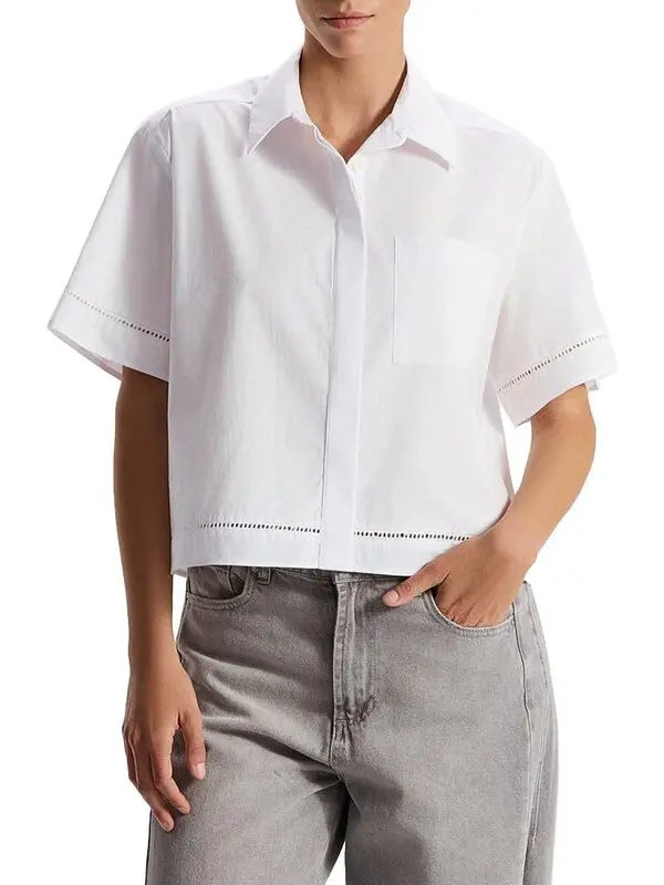 Ronen Chen Short-sleeved Button-down Shirt With Trim Detail - White