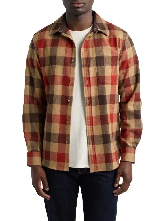 Pendleton Lodge Plaid Wool Button Up Shirt - Red Multi Check