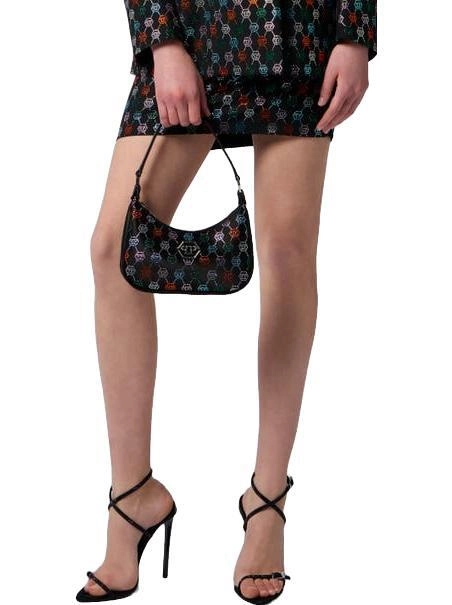 Philipp Plein Multicolor Monogram Strass Shoulder Bag - Black/multicolored