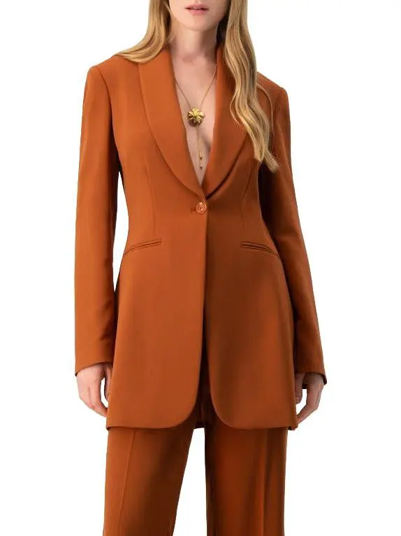 IVONNE Single-button Shawl Collar Blazer - Chedron