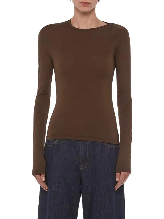 Helmut Lang Asymmetrical Cutout Long Sleeve T-shirt - Bark