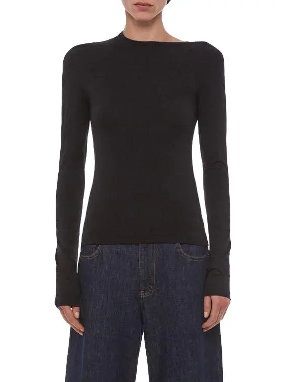 Helmut Lang Asymmetrical Cutout Long Sleeve T-shirt - Black
