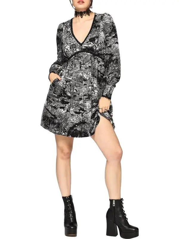 DISTURBIA Nara Boudicca Printed Mini Dress - Black