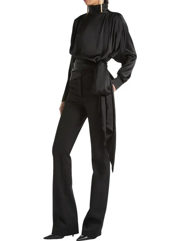 Balmain Silk Satin Blouse - Black
