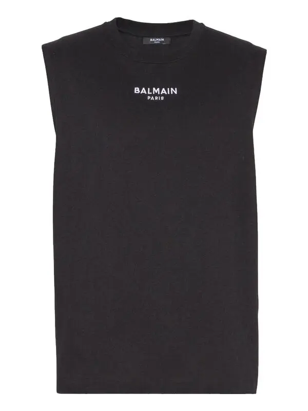Balmain Embroidered Paris Tank Top - Black