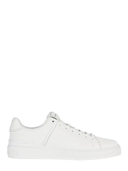 Balmain B-court Smooth Calfskin Leather Lace-up Sneakers - White