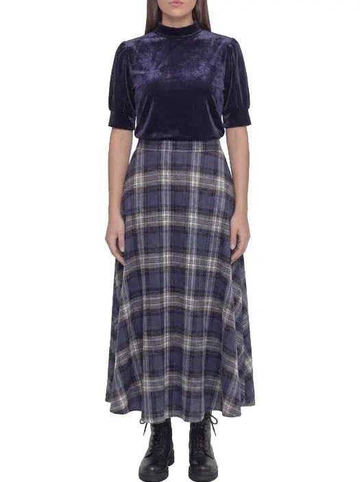 AREA STARS Hailey Velvet Mock Neck Top - Navy