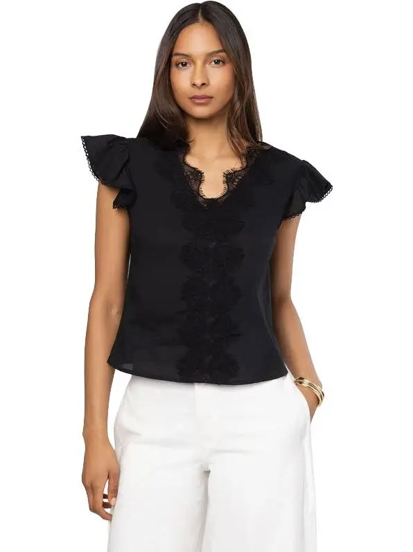 Generation Love Arden Lace Combo Voile Blouse - Black