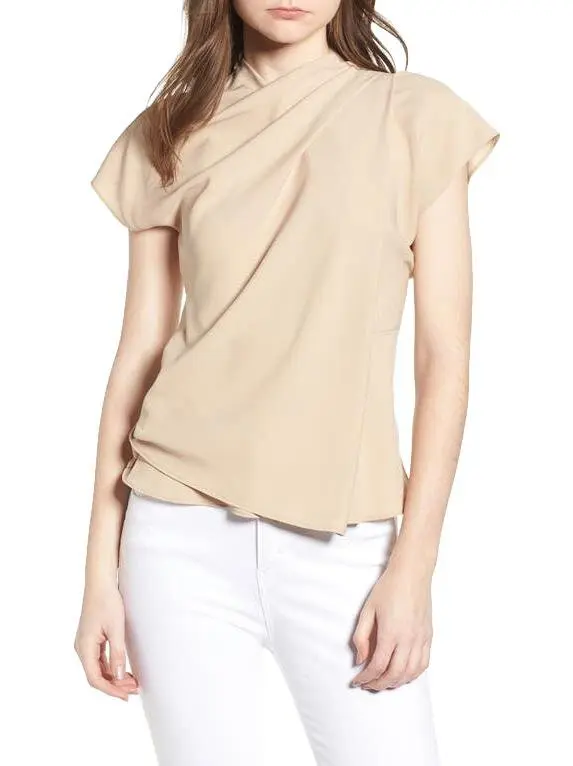 Topshop Asymmetrical Wrap Top - Cream