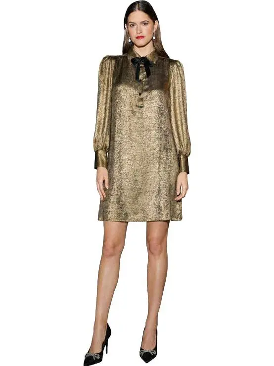 YUMI Metallic Shirt Dress - Gold