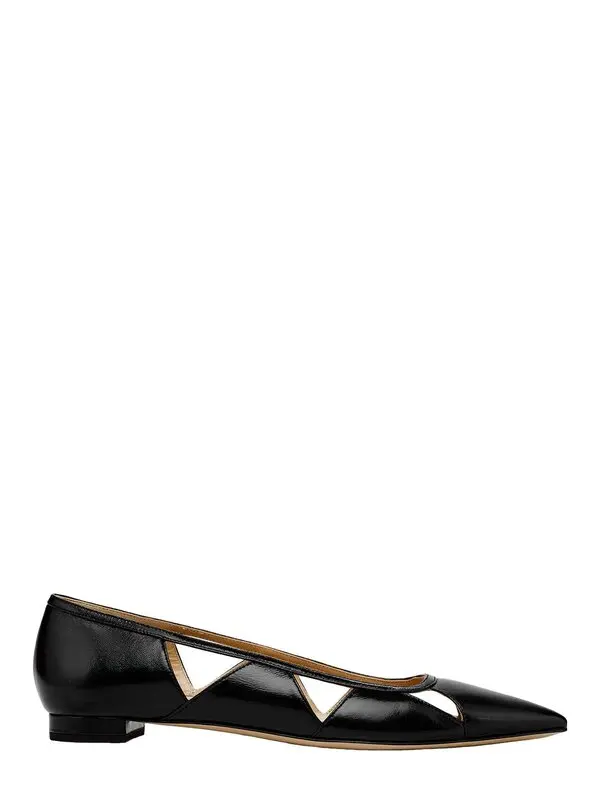 ARTEANA Savona Flat Ballerina In Patent Leather With Geometric Cutouts - Black