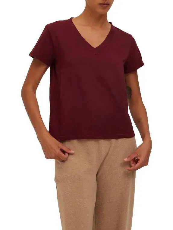 PROJECT SOCIAL T V-neck T-shirt - Dark Cherry