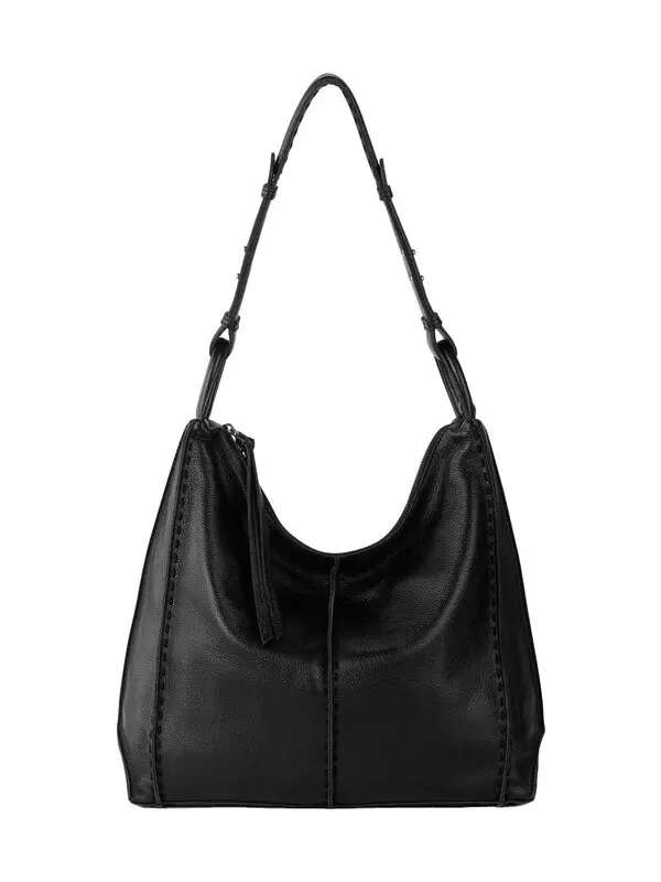 THE SAK Los Feliz Bucket Hobo Leather Bag - Black