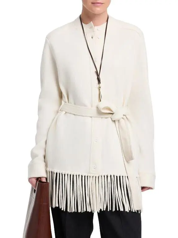 TWP Thea Cashmere Fringe Jacket - Ivory