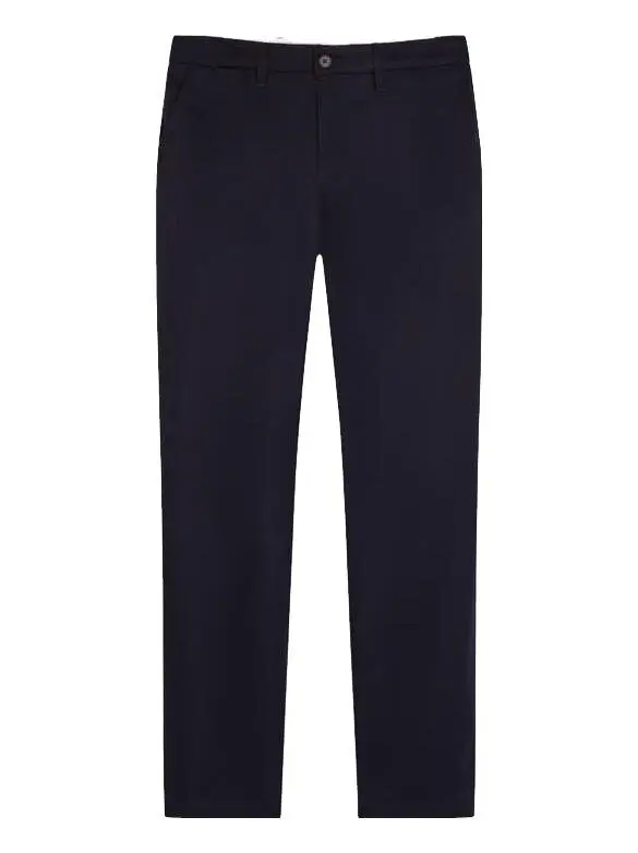 Bugatchi Flat Front Wool Blend Chino Pants - Navy