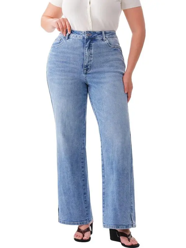 BAYEAS High Waist Bootcut Jeans - Light Blue