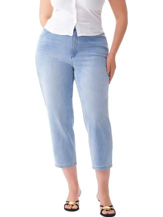 BAYEAS Super High Waist Tapered Jeans - Light Blue