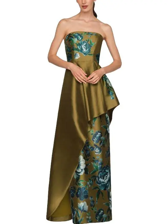 KAY UNGER Marigold Strapless Evening Gown - Pecan