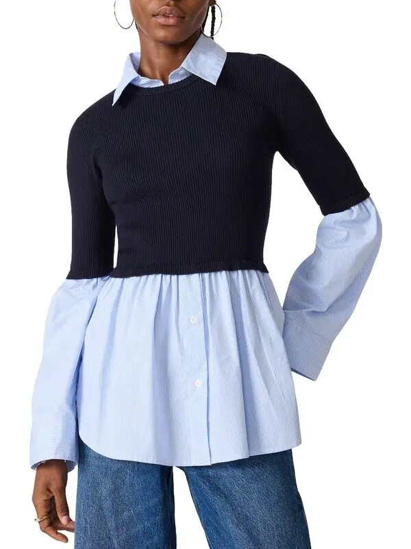 Steve Madden Mixed Media Sweater - Midnight
