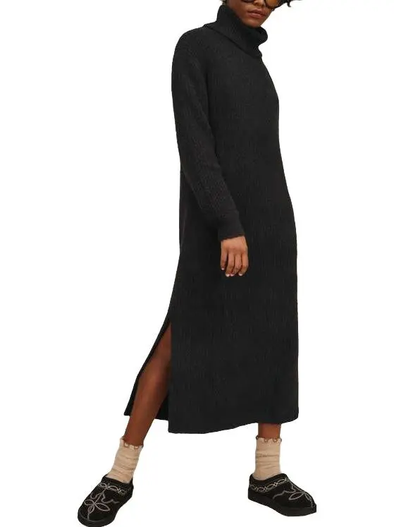 UGG Turtleneck Ribbed Midi Dress - Black