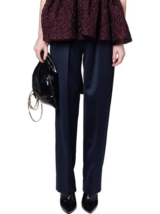 ROKSANDA Ragosta Wool Satin Trousers - Navy