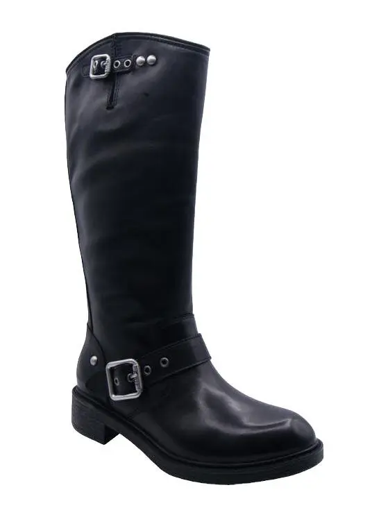 Ash Freesia Suede Buckled Tall Boots - Black
