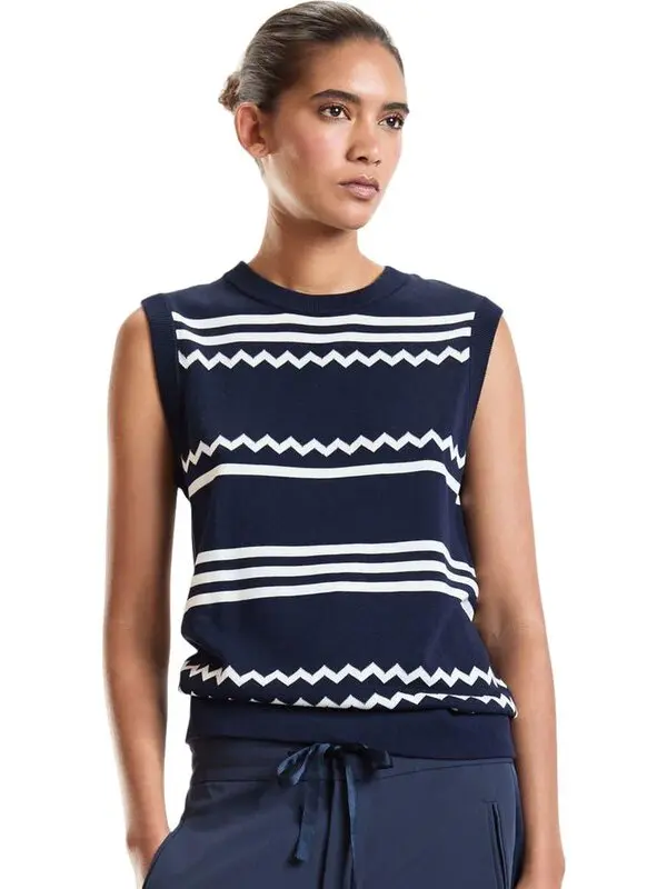Cynthia Rowley Zigzag Knit Tank - Navy
