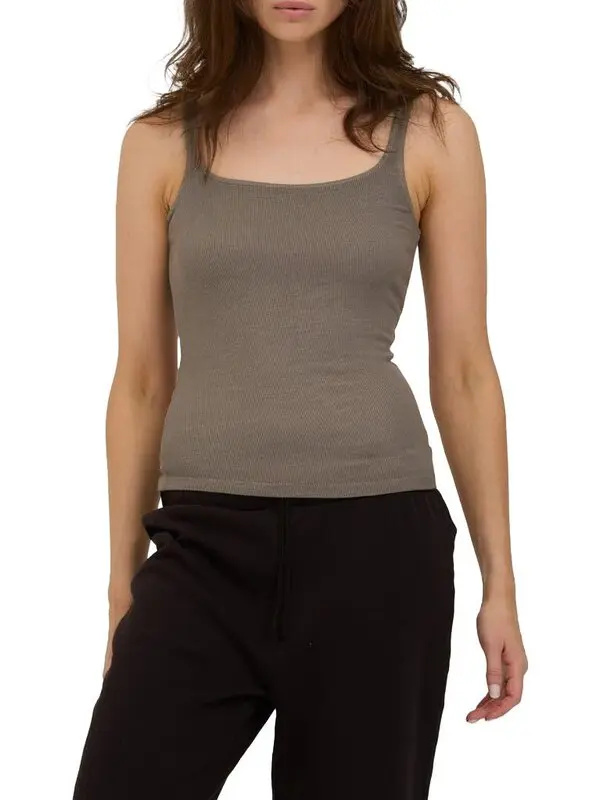 PROJECT SOCIAL T Ribbed Scoop Neck Tank - Slate