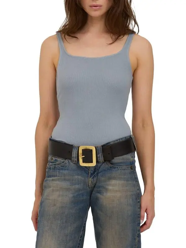 PROJECT SOCIAL T Ribbed Scoop Neck Tank - Smokey Blue