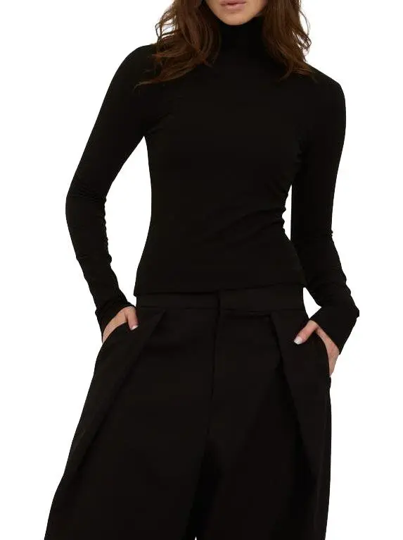 PROJECT SOCIAL T Franklin" Turtleneck Knit Top - Black