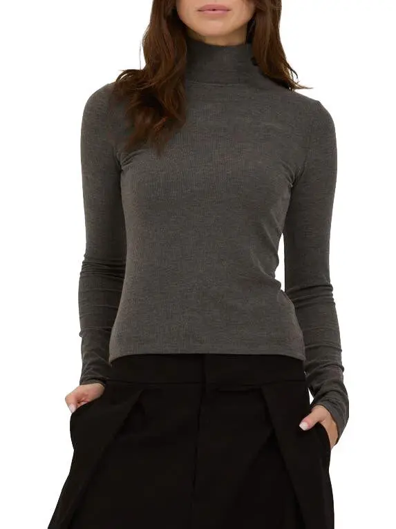PROJECT SOCIAL T Franklin" Turtleneck Knit Top - Charcoal