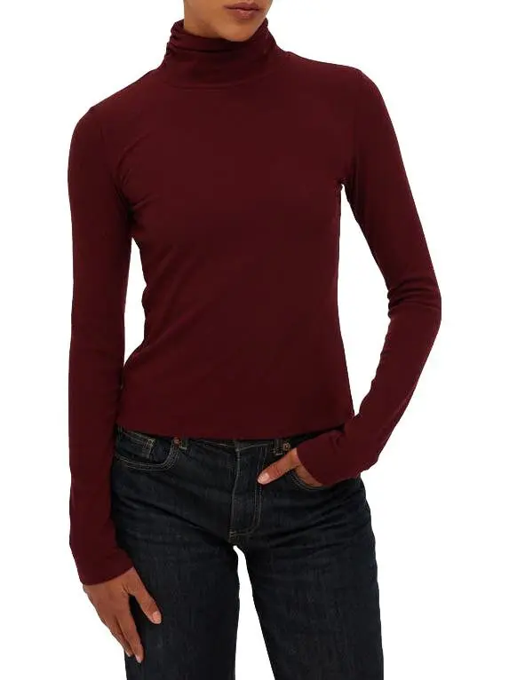 PROJECT SOCIAL T Franklin Turtleneck Knit Top - Dark Cherry