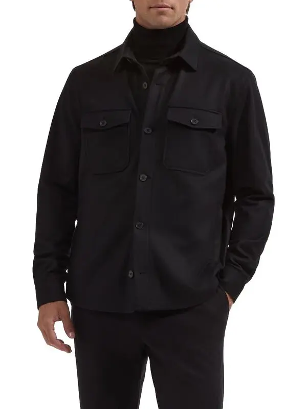 Bugatchi Wool Blend Shirt Jacket - Black