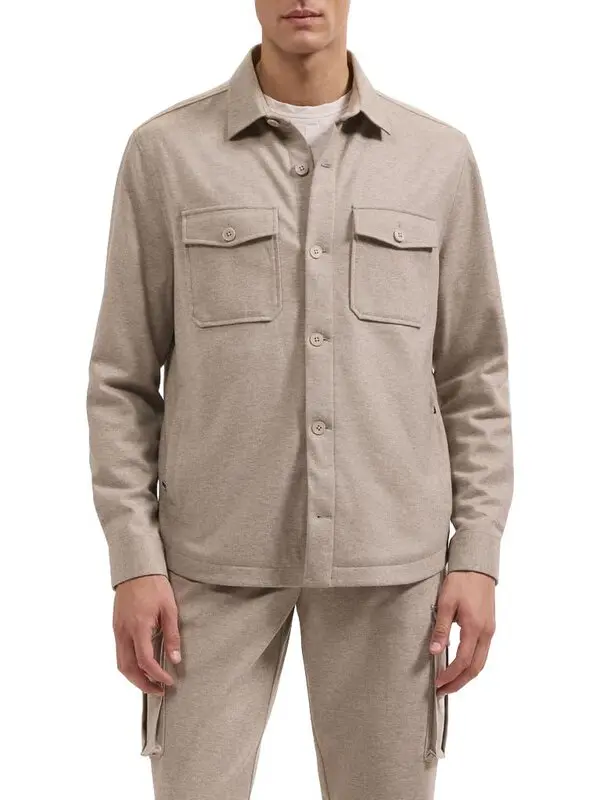Bugatchi Wool Blend Shirt Jacket - Limestone