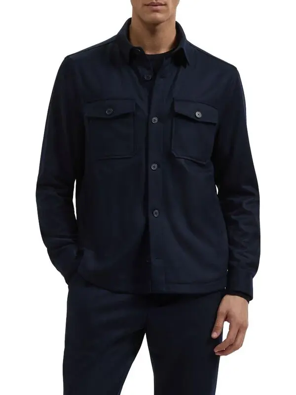Bugatchi Wool Blend Shirt Jacket - Navy