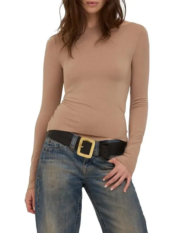 PROJECT SOCIAL T Vera Boat Neck Long Sleeve Top - Camel