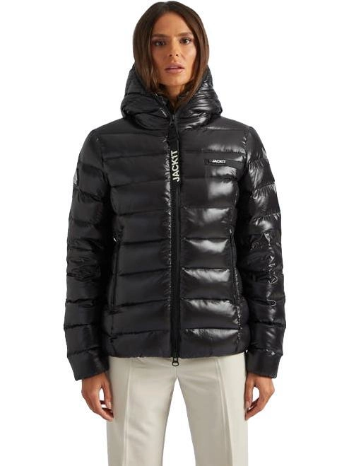 JACK1T Hooded Quilted Puffer Jacket - Black