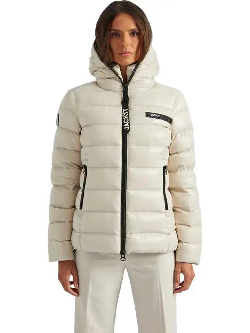 JACK1T Hooded Quilted Puffer Jacket - Stone