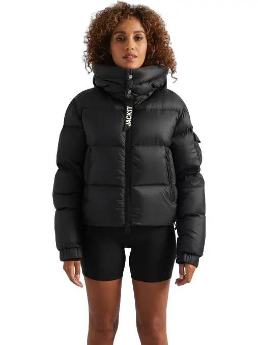 JACK1T High Collar Cropped Puffer Jacket - Black