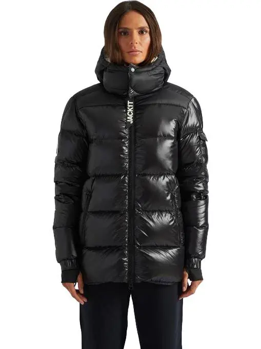 JACK1T High Collar Down Puffer Jacket - Black/stone
