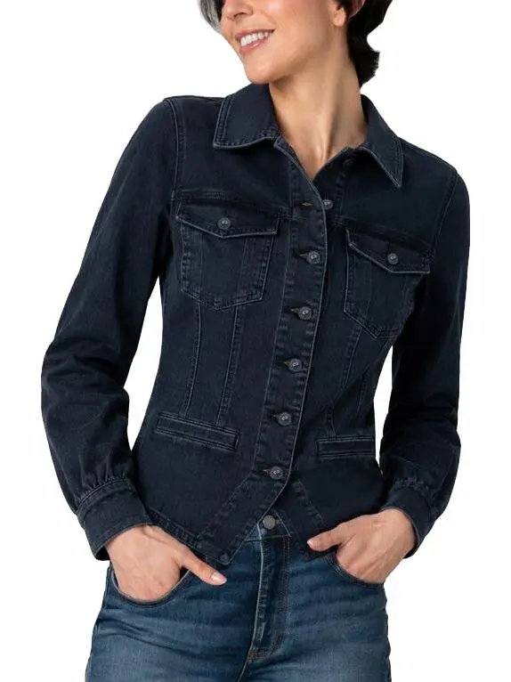 LIVERPOOL Fitted Patch Pocket Denim Jacket - Raven Wing