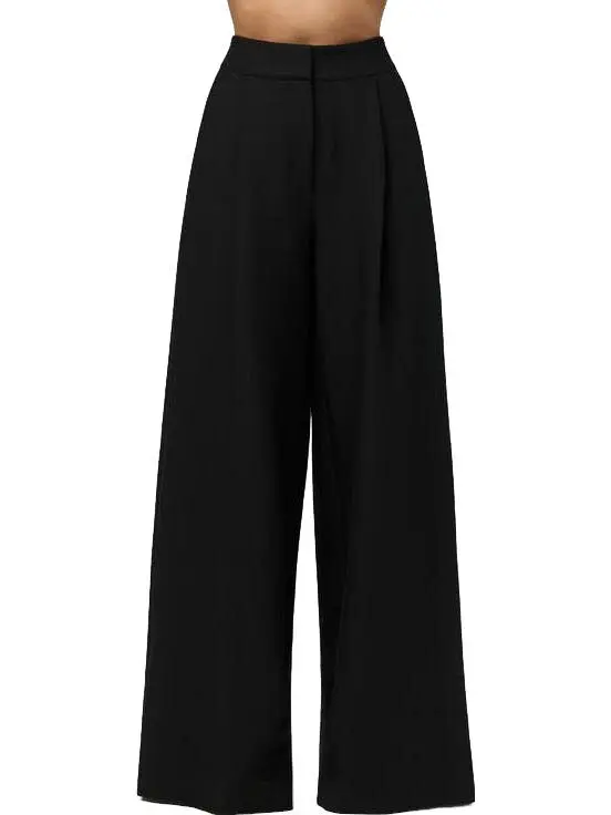 Naked Wardrobe Pleated Wide-leg Trousers - Black