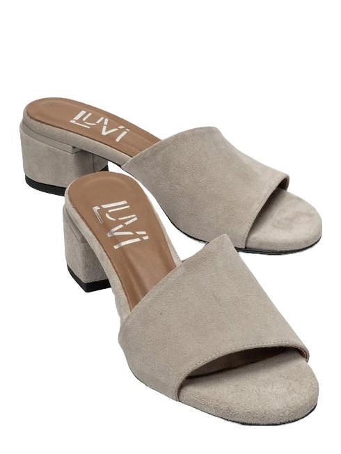 FOREVER & ALWAYS SHOES Delavie Leather Block Heel Sandal - Beige Suede