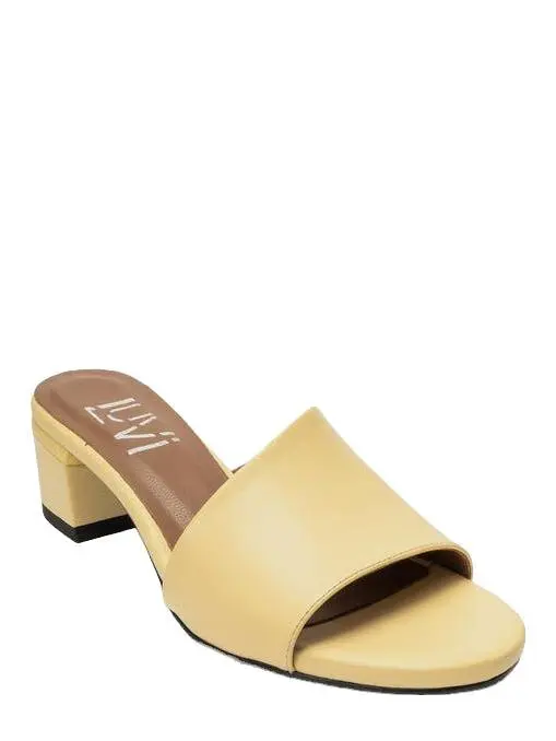 FOREVER & ALWAYS SHOES Delavie Leather Block Heel Sandal - Yellow