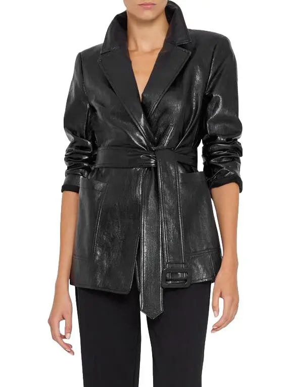 Kobi Halperin Colleen Belted Faux Leather Jacket - Black