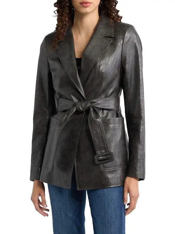 Kobi Halperin Colleen Belted Faux Leather Jacket - Carbon