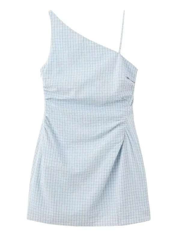 Mango Phoebe One-shoulder Minidress - Sky Blue