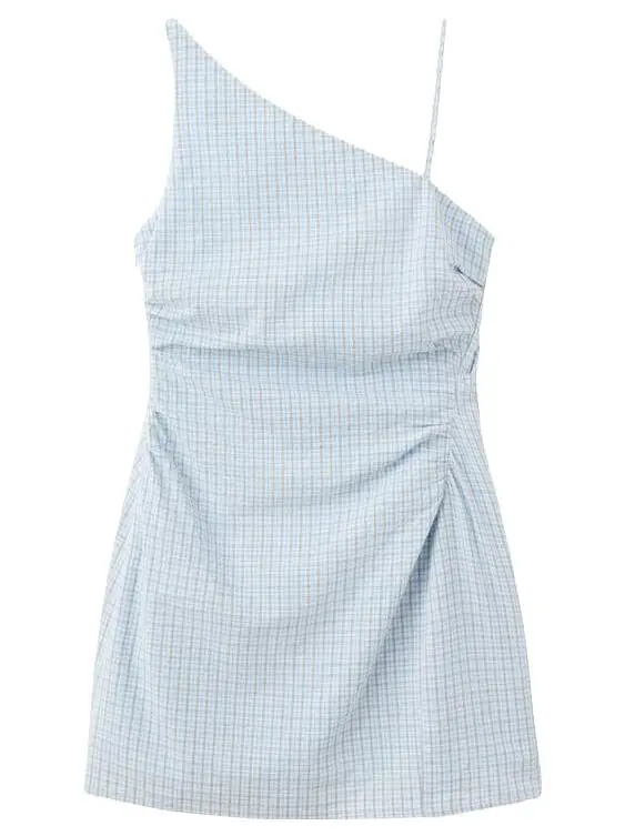 Mango Phoebe One-shoulder Minidress - Sky Blue