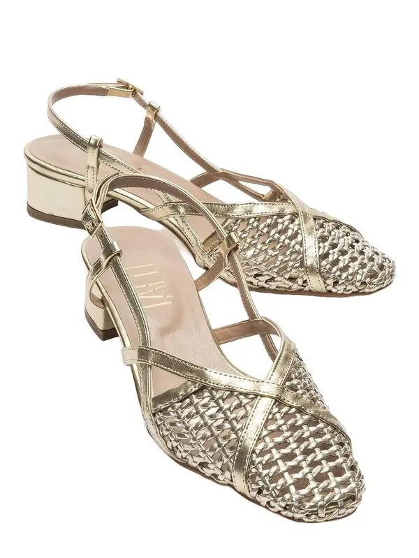 PROLOGUE SHOES Lenvor Woven Slingback Pump - Gold