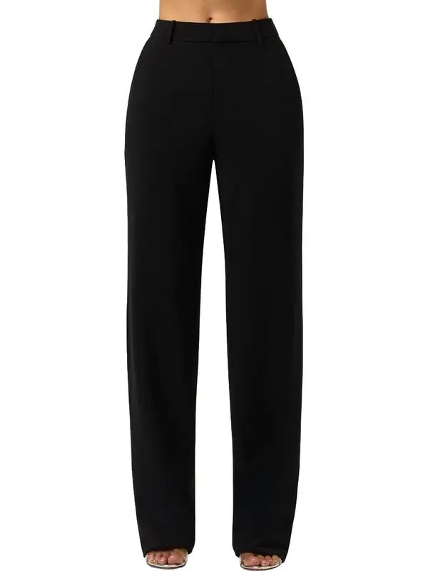 Naked Wardrobe High Waisted Straight Leg Suiting Pants - Black
